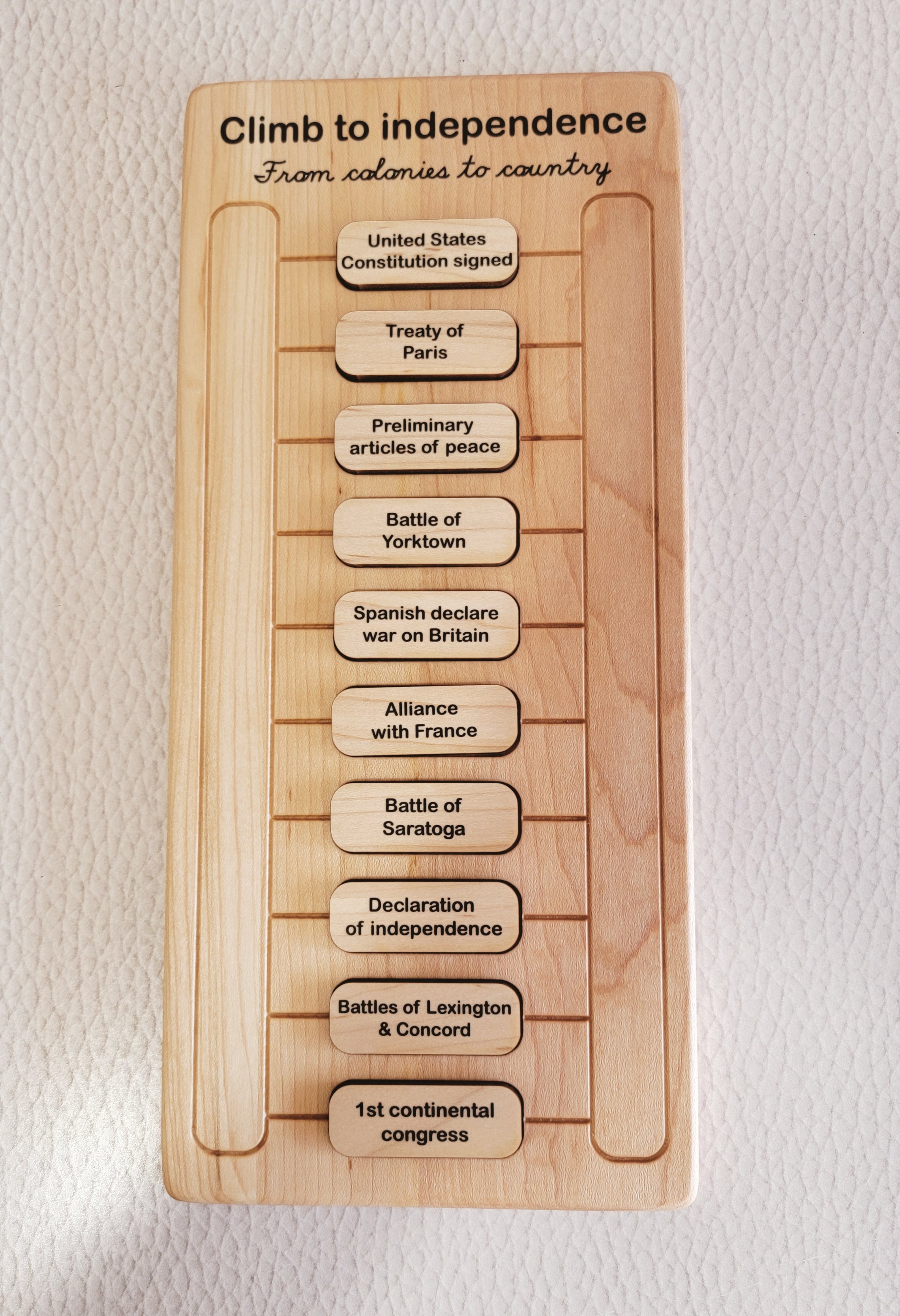 Climb to Independence: Premium Maple Wooden Puzzle Showcasing America ...