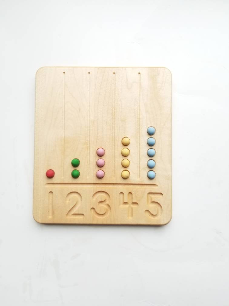 Number counting board, five board, toddler number board, educational t ...