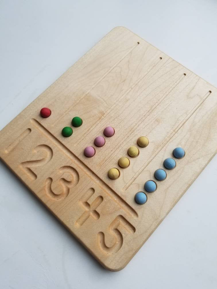 Number counting board, five board, toddler number board, educational t ...