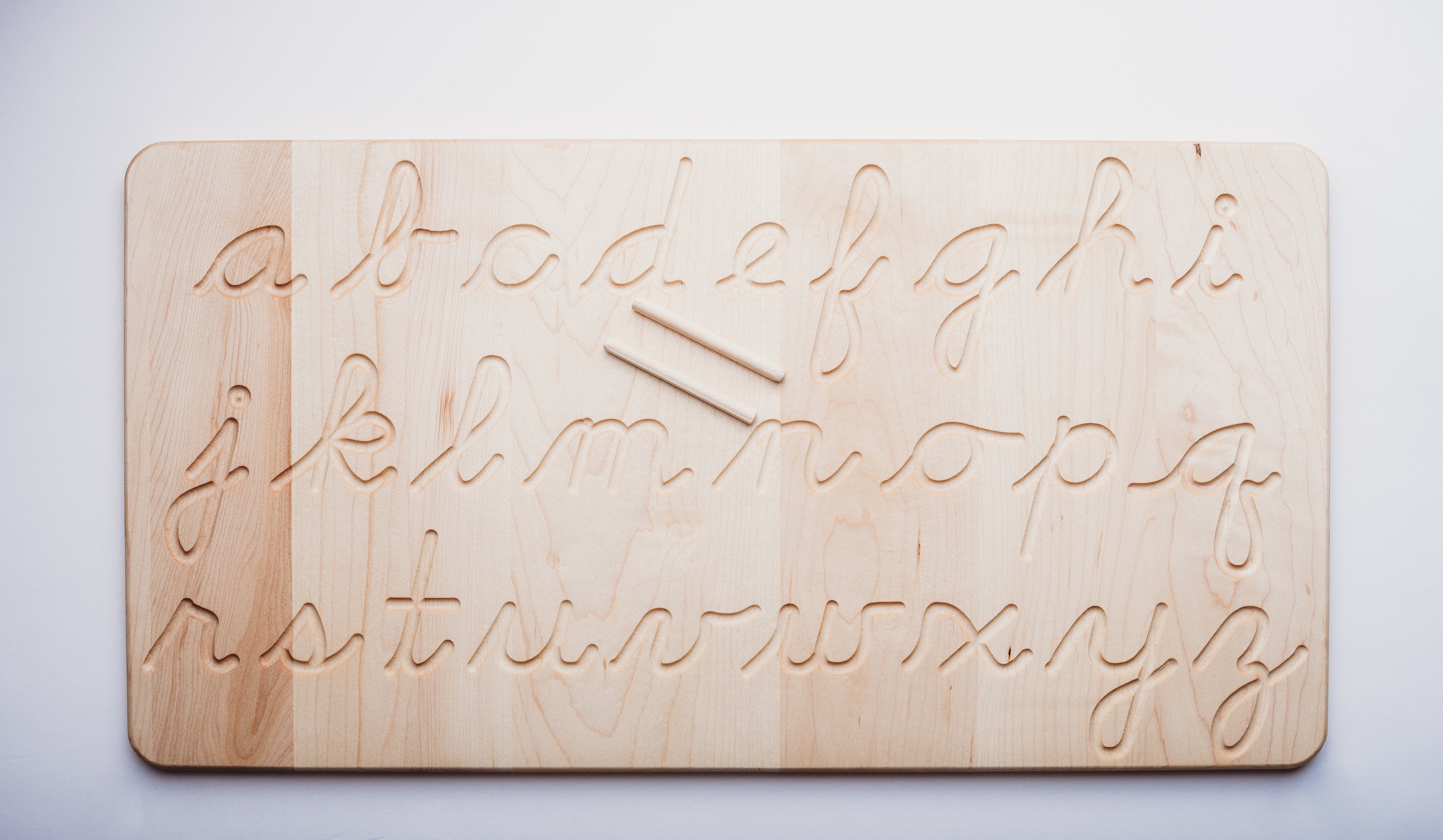 Cursive alphabet tracing board - wooden alphabet board - wooden tracin ...